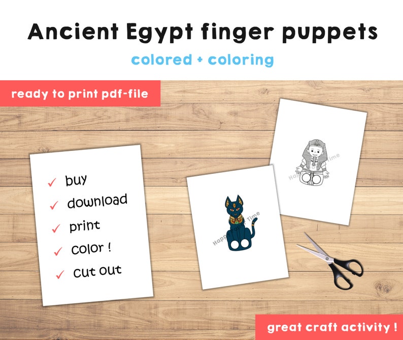 Ancient Egypt Paper Craft Printable Finger Puppet Template - Etsy