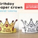 Birthday Paper Crown Princess Template Party Coloring - Etsy