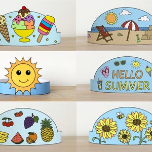 Summer Paper Crown Headband Ice Cream Party Activity Printable Kids ...