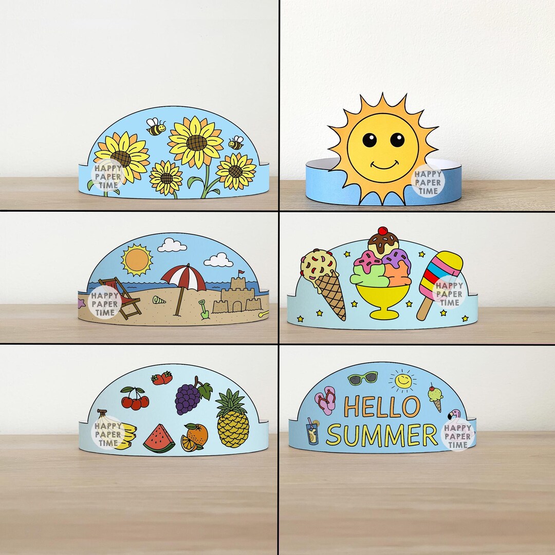 Summer Paper Crown Headband Ice Cream Party Activity Printable Kids ...