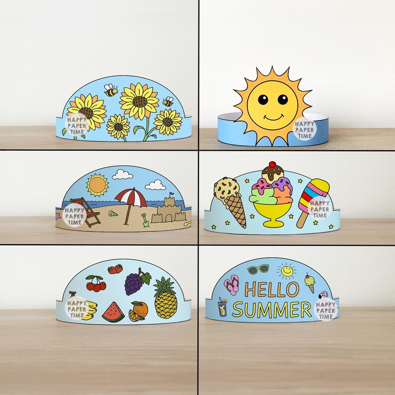 Summer Paper Crown Headband Ice Cream Party Activity Printable Kids ...
