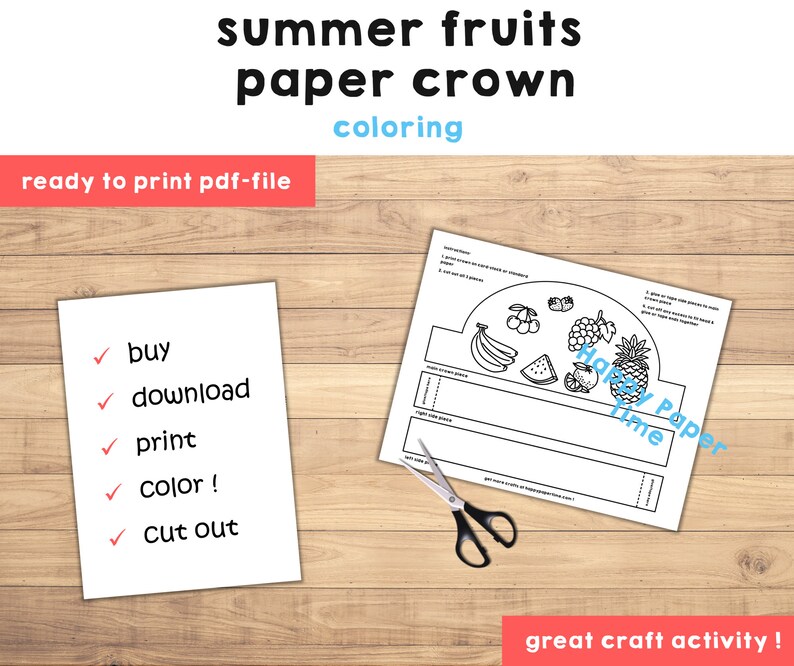 Fruits Summer Paper Crowns Spring Printable Kids Craft Coloring ...