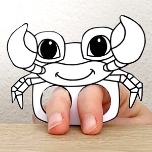 Crab Paper Craft Printable Ocean Animal Finger Puppet Kids Craft ...