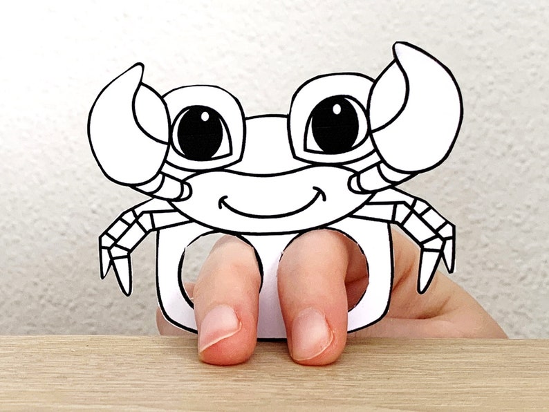 Crab Paper Craft Printable Ocean Animal Finger Puppet Kids - Etsy