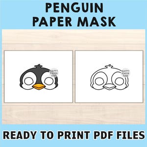 Penguin Mask Paper Craft Costume Diy Polar Animal Mask Template Print ...