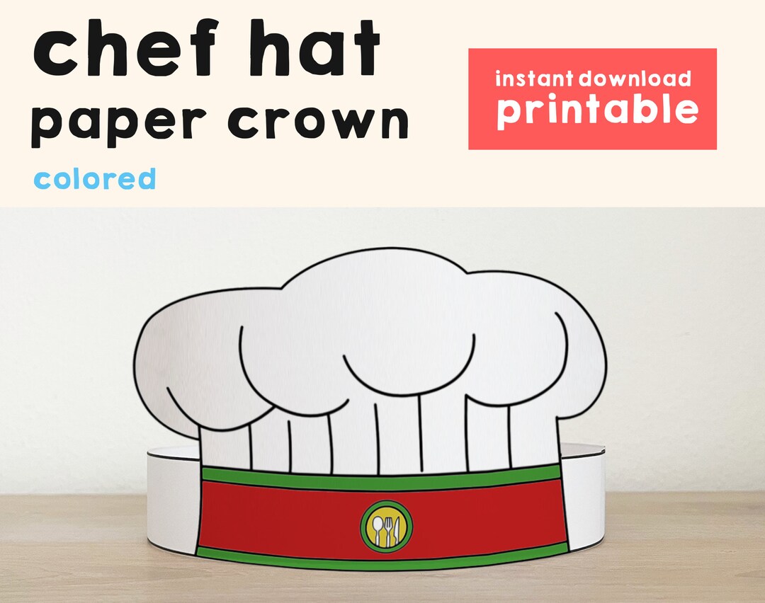 Chef Hat Cook Paper Crown Restaurant Party Printable Kids - Etsy