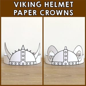 Viking Helmet Paper Crown Coloring Printable Kid Craft Birthday Party ...