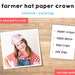 Farmer Straw Hat Gardener Paper Crown Party Coloring Printable - Etsy