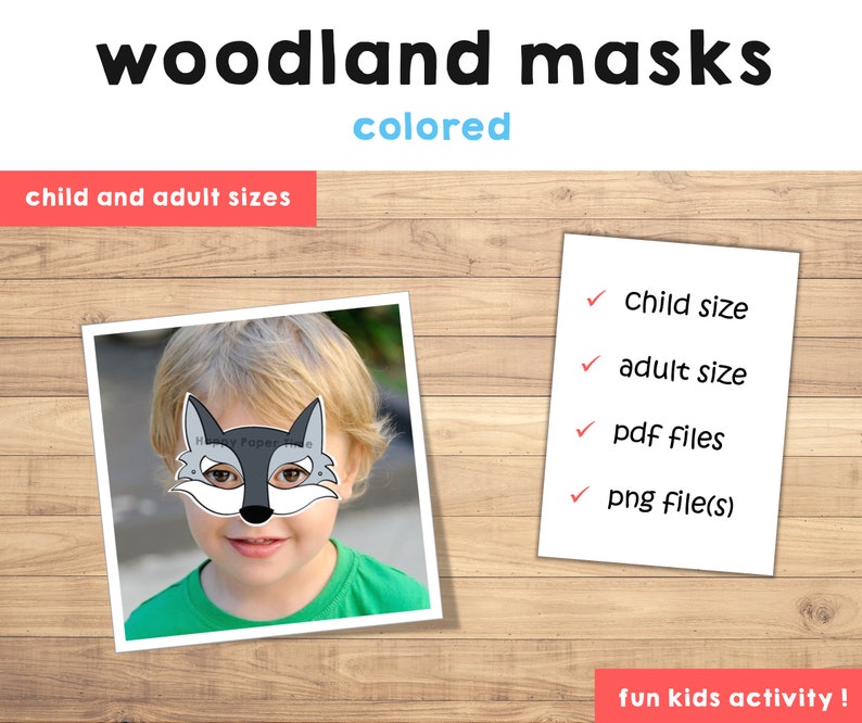 Woodland Mask Animal Mask Fox Mask Wolf Mask Animal Mask Animal Party ...
