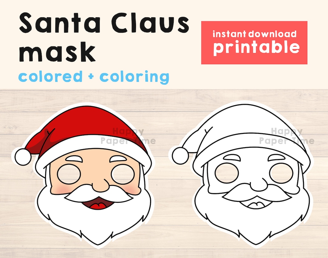 Santa Claus Mask Paper Christmas Costume Printable Craft Party - Etsy