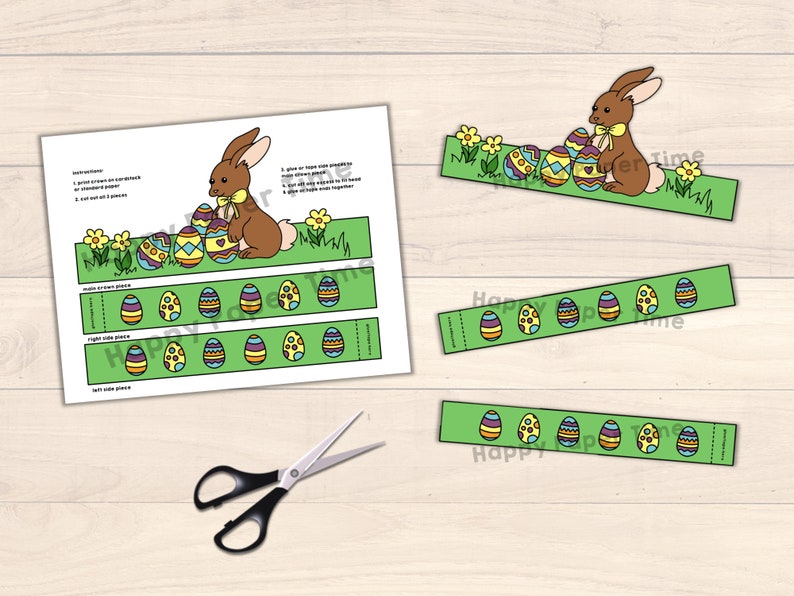 Easter Bunny Hat Paper Crown Coloring Headband Easter Cut Out - Etsy