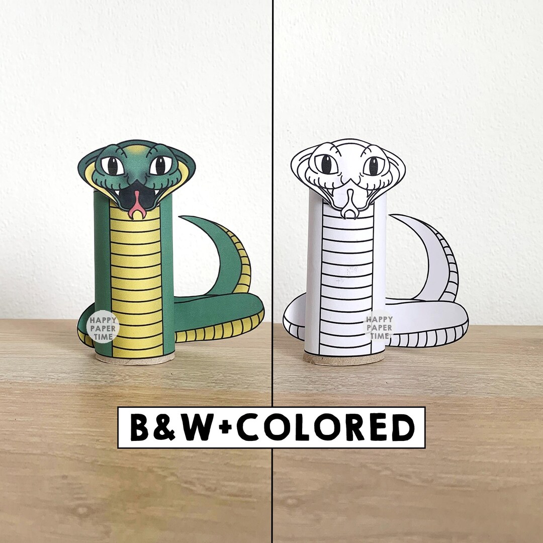 Cobra Snake Toilet Paper Roll Craft Asian Reptile Jungle Party Coloring ...