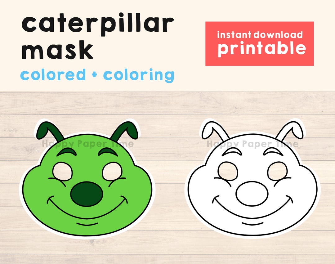 Caterpillar Mask Costume Insect Bug Mask Printable Party Favor Craft ...