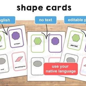 Geometric Shapes Flash Cards Printable Montessori Materials Preschool ...