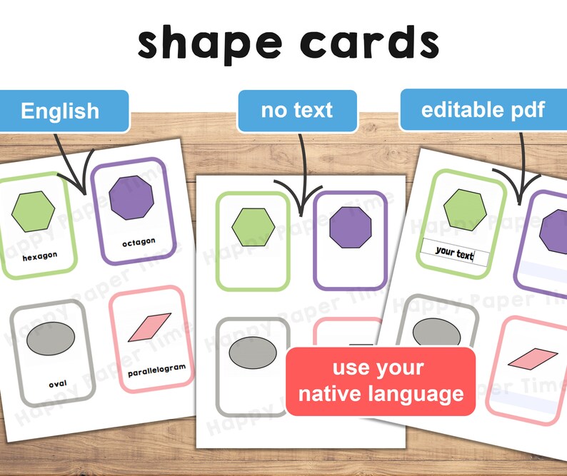 Geometric Shapes Flash Cards Printable Montessori Materials - Etsy