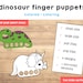 Dinosaur Puppet Paper Craft Printable Finger Puppet Kids Craft Animal ...