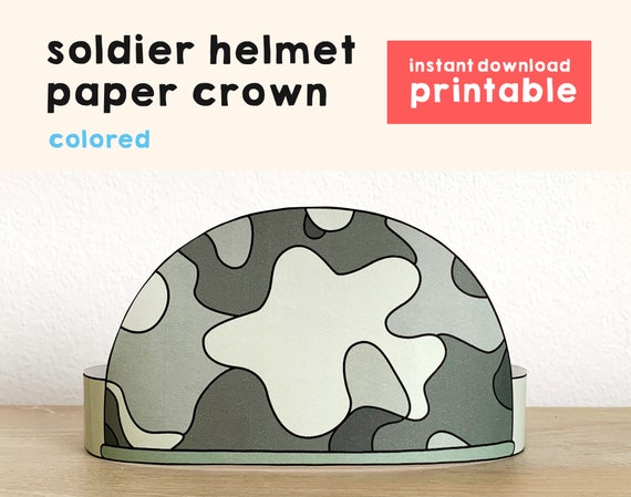 Soldier Helmet Paper Crown Headband Military Army Veteran Day | Etsy