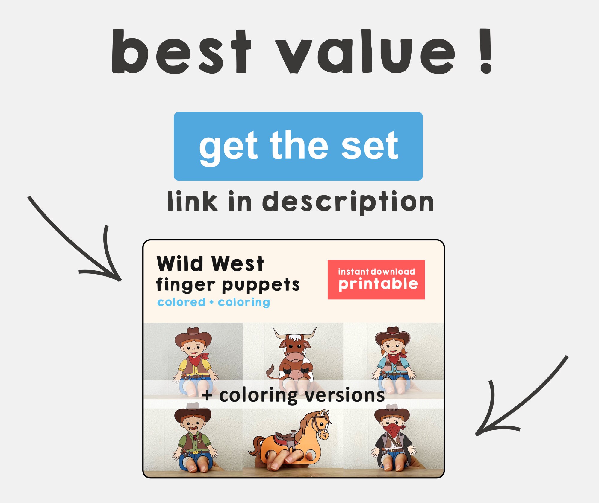 Horse Paper Craft Printable Wild West Finger Puppet Kids Craft Kids ...