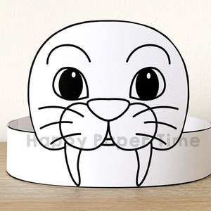 Walrus Paper Crown Party Coloring Printable Kids Craft Polar Ocean ...