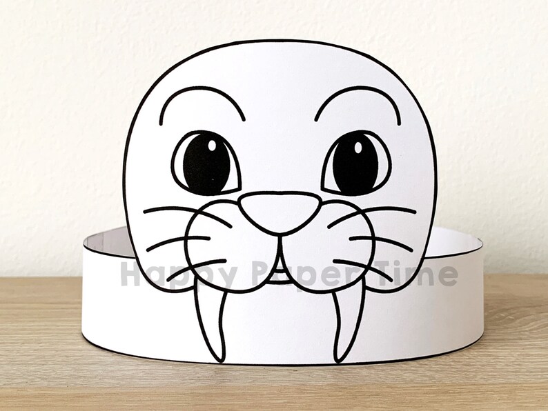 Walrus Paper Crown Party Coloring Printable Kids Craft Polar - Etsy