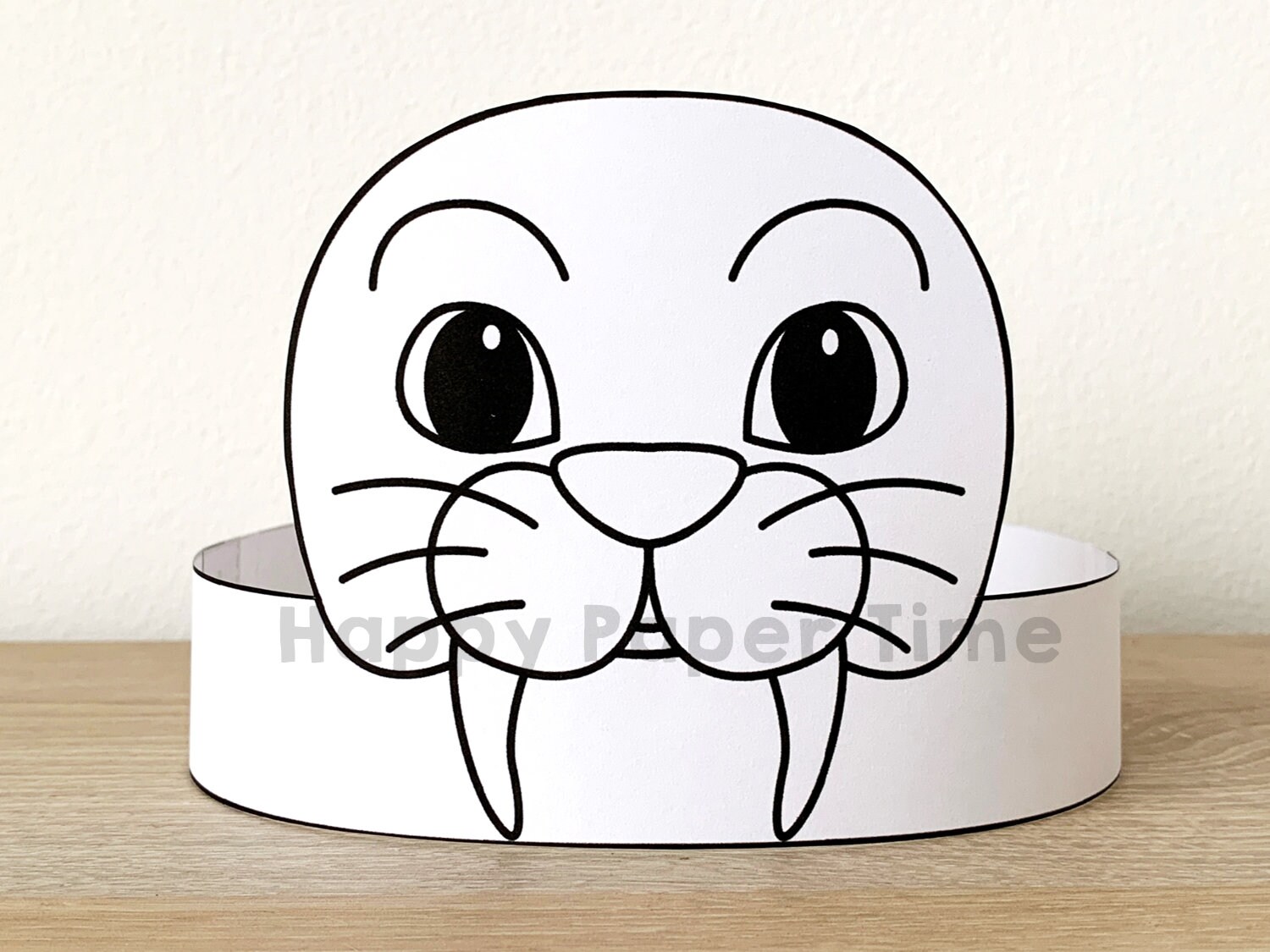 Walrus Paper Crown Party Coloring Printable Kids Craft Polar - Etsy