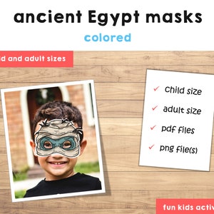 Ancient Egypt Masks Template Pharaoh Cleopatra Mummy Horus Anubis Bast Crafting Kid Party Favor ...