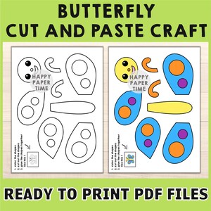 Butterfly Cut and Paste Craft Printable Spring Bugs Insects Animal ...