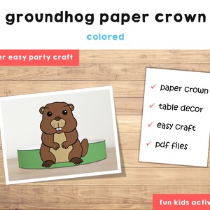 Groundhog Day Paper Crown Party Printable Kids Craft Spring Costume ...