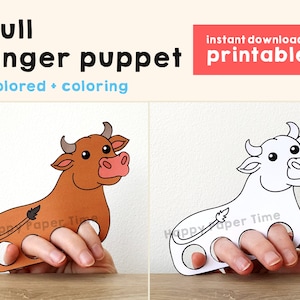 Bull Paper Craft Printable Farm Animal Finger Puppet Kids Craft Farm ...