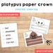 Platypus Paper Crown Party Coloring Printable Kids Craft Australia ...