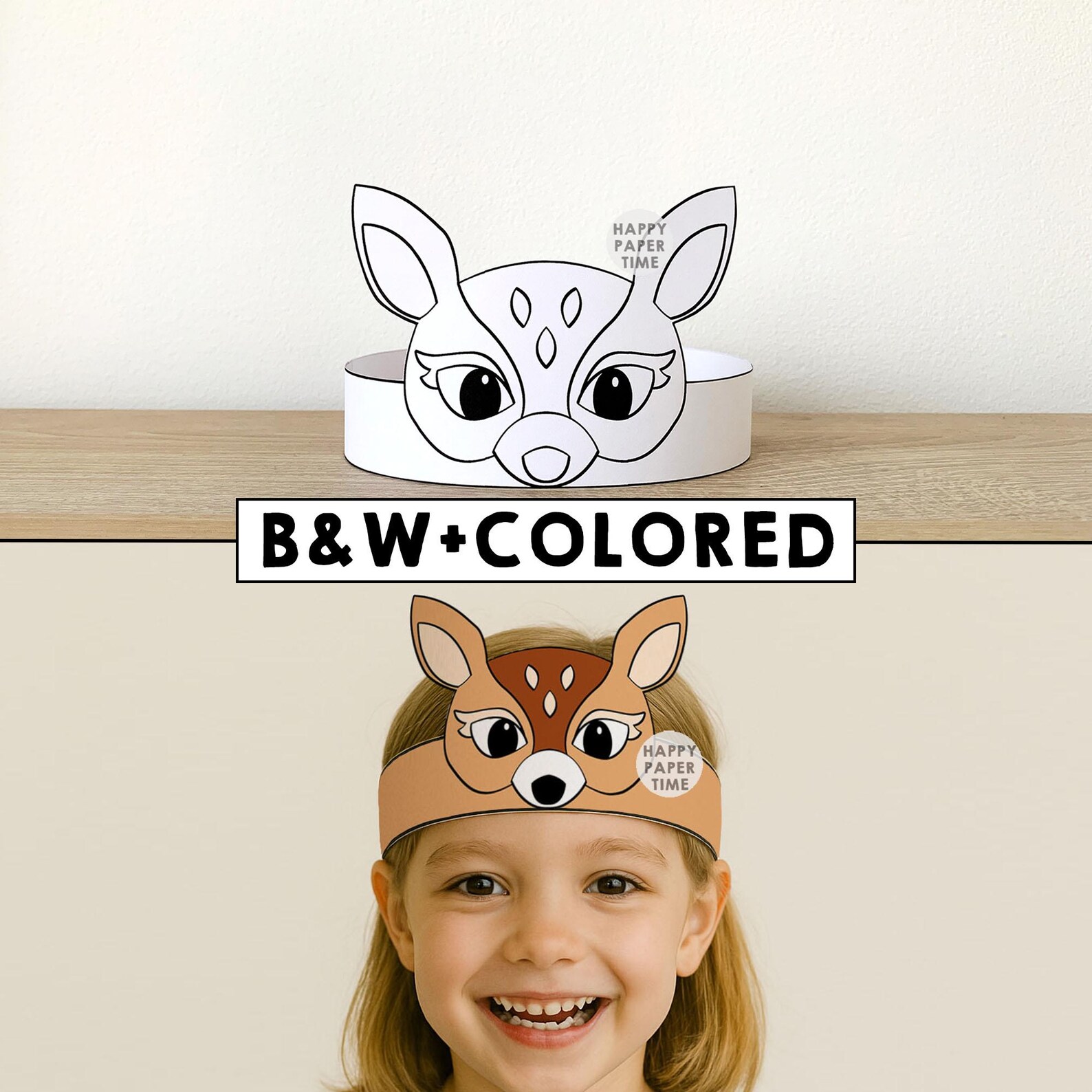 Deer Paper Crown Party Printable Kids Craft Woodland Birthday Gift ...