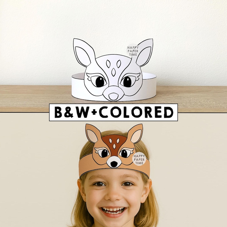 Deer Paper Crown Party Printable Kids Craft Woodland Birthday Gift ...