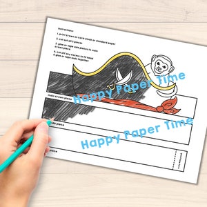 Pirate Hat Paper Crown Template Pirate Captain Party Headband Coloring ...