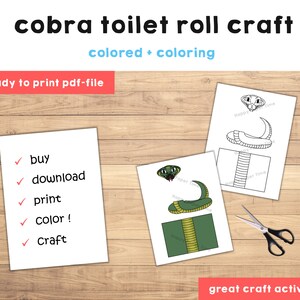 Cobra Snake Toilet Paper Roll Craft Asian Reptile Jungle Party Coloring ...