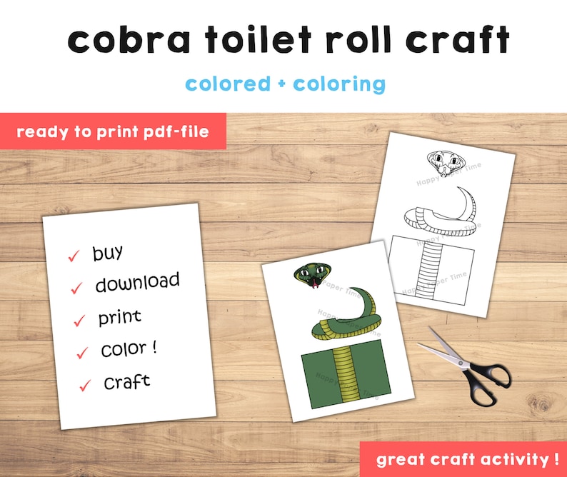 Cobra Snake Toilet Paper Roll Craft Asian Reptile Jungle Party - Etsy