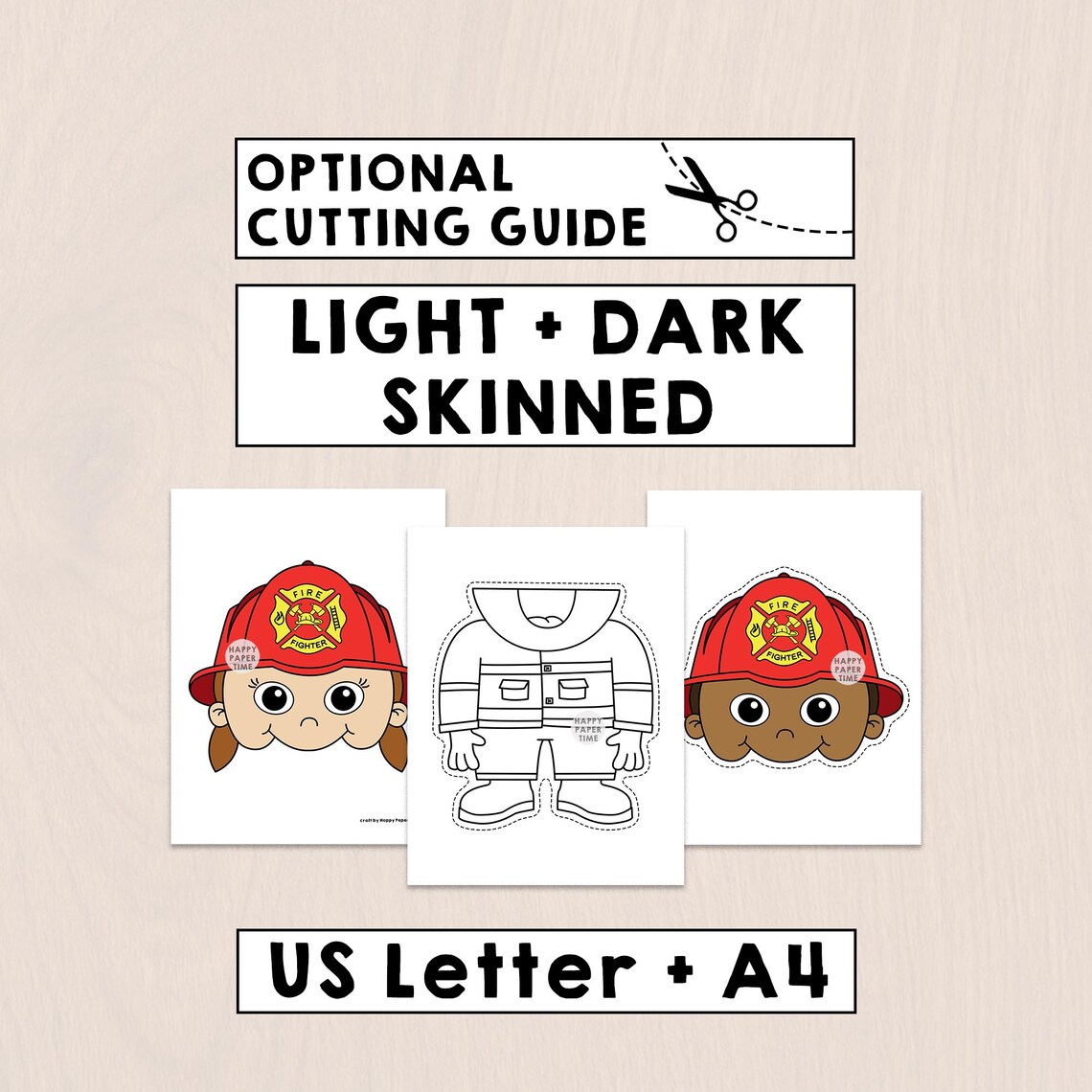 Firefighter Paper Bag Puppet Printable Community Helper Craft Activity ...