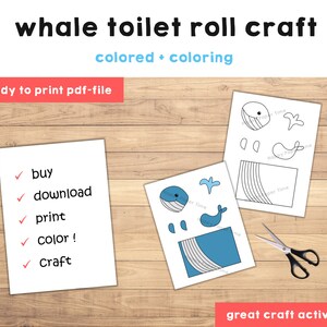 Whale Toilet Paper Roll Craft Ocean Animal Beach Sea Party Coloring ...