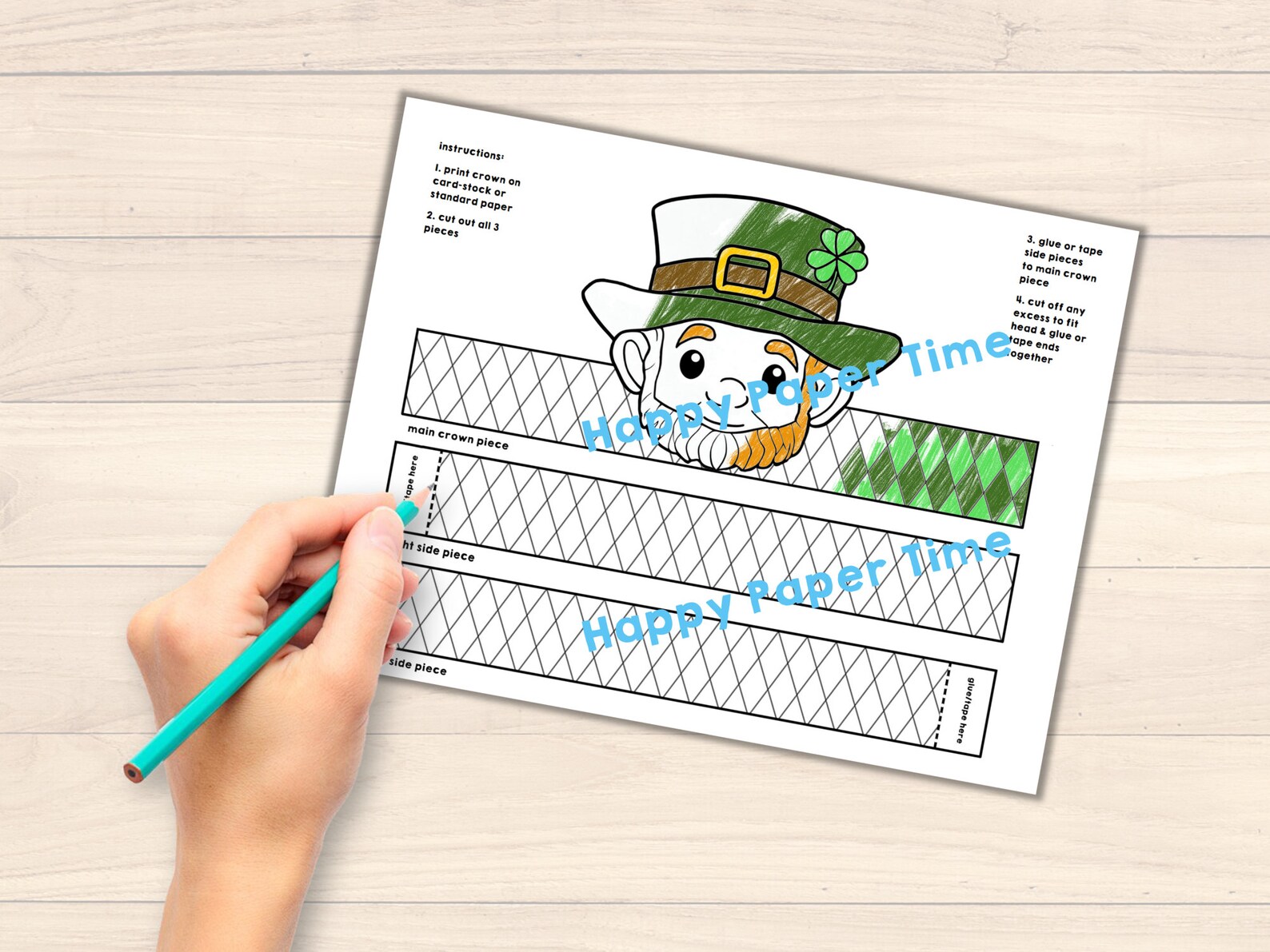 Leprechaun Paper Crown Headband St Patrick's Day Party Coloring ...