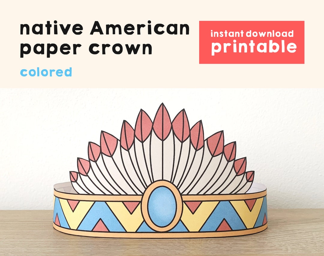 Native American Paper Craft Headdress Crown Party Template - Etsy