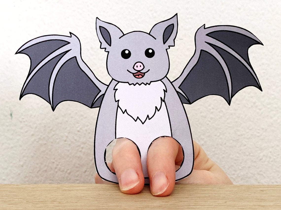 Bat Paper Craft Printable Halloween Spooky Day Finger Puppet - Etsy