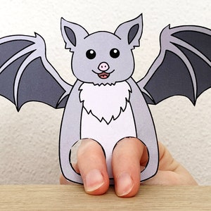 Bat Paper Craft Printable Halloween Spooky Day Finger Puppet Kids Craft ...