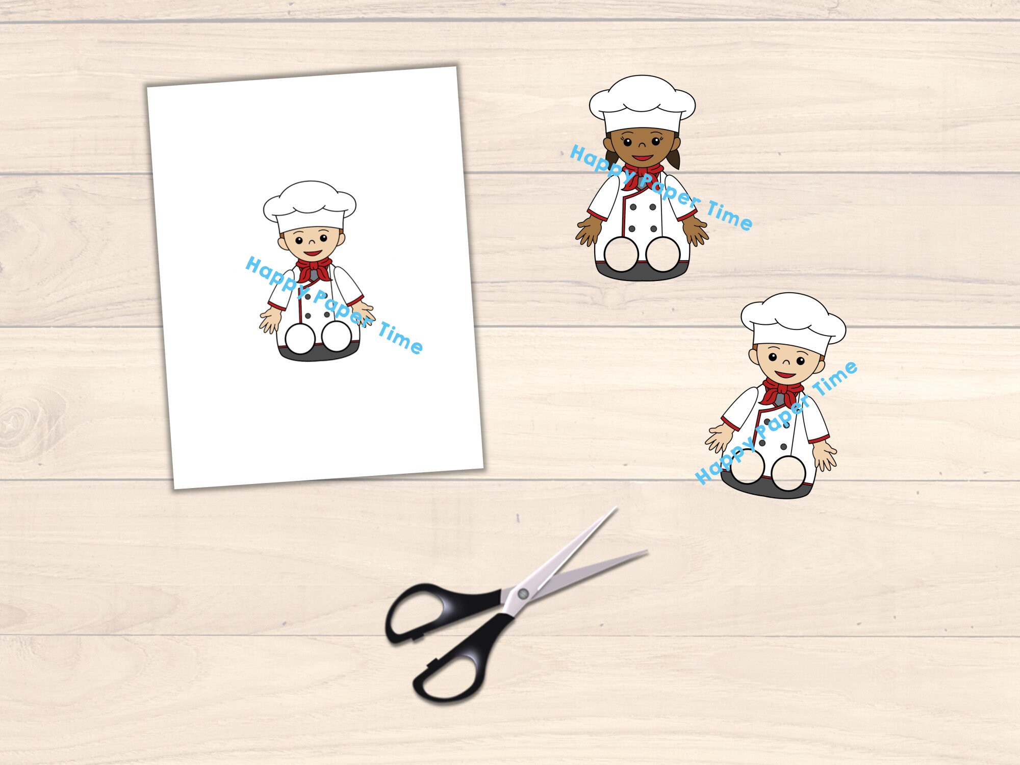 Chef Cook Paper Craft Printable Community Helper Finger Puppet Kids ...