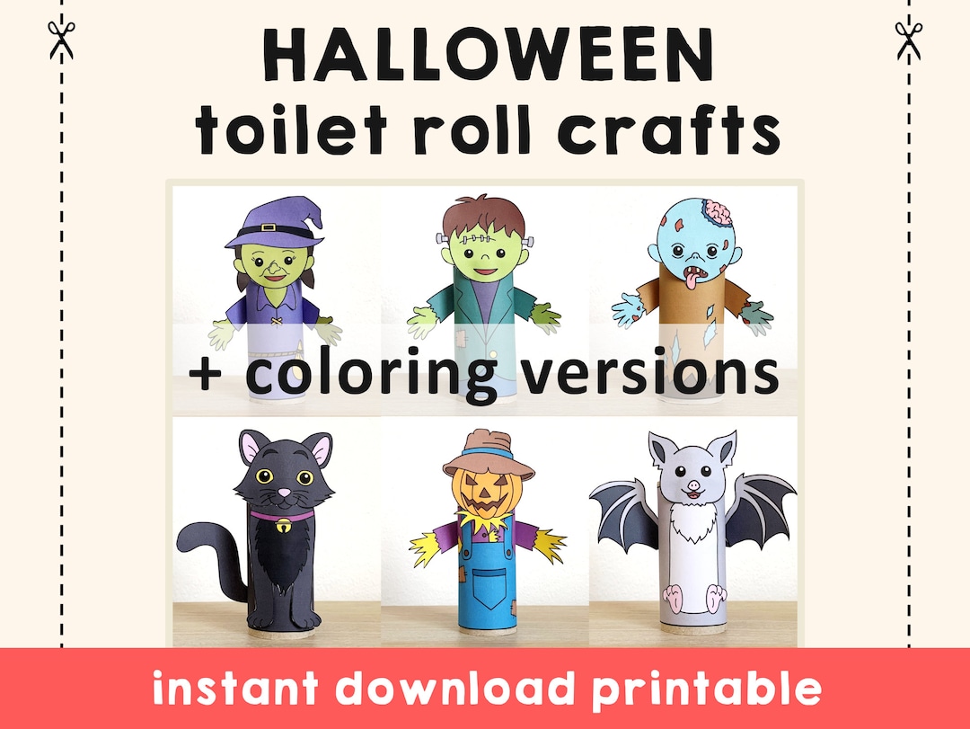 Halloween Toilet Paper Roll Craft Spooky Party Coloring Printable ...