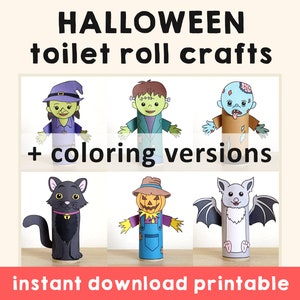 Halloween Toilet Paper Roll Craft Spooky Party Coloring Printable ...