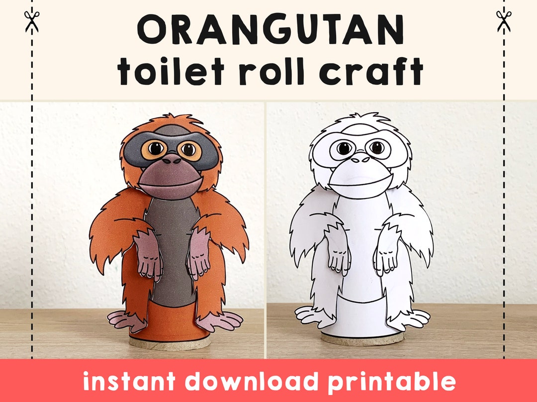 Orangutan Toilet Paper Roll Craft Asian Animal Jungle Party Coloring ...