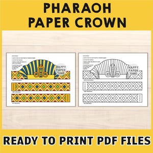 Pharaoh Paper Crown Ancient Egypt Template Party Coloring Printable ...