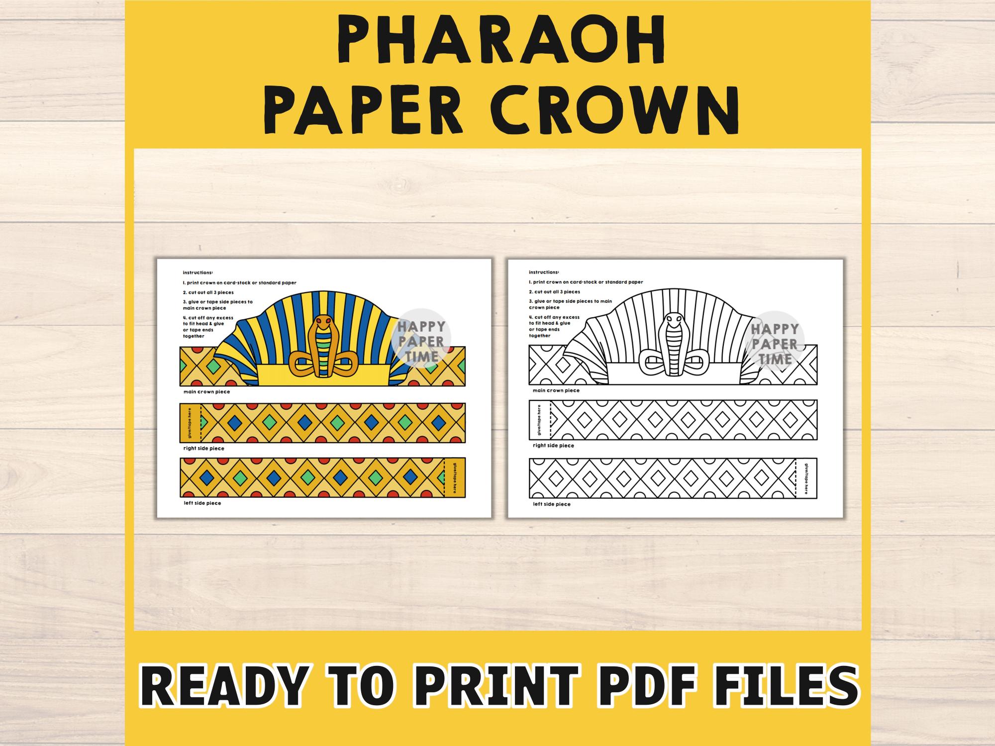 Pharaoh Paper Crown Ancient Egypt Template Party Coloring Printable ...
