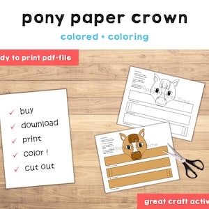 Pony Paper Crown Horse Template Coloring Activity Printable Kids Craft ...