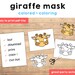 Giraffe Mask Costume Animal Mask Printable Party Favor African Jungle ...
