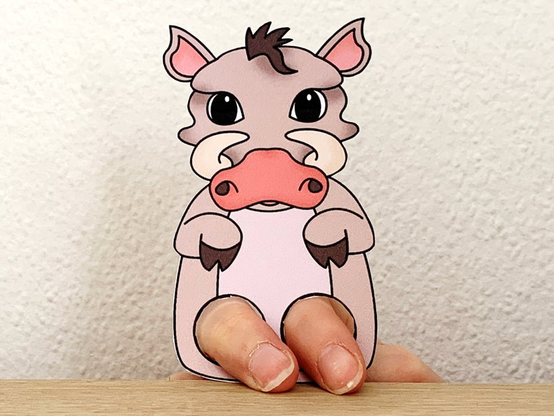 Warthog Paper Craft Printable African Animal Finger Puppet - Etsy